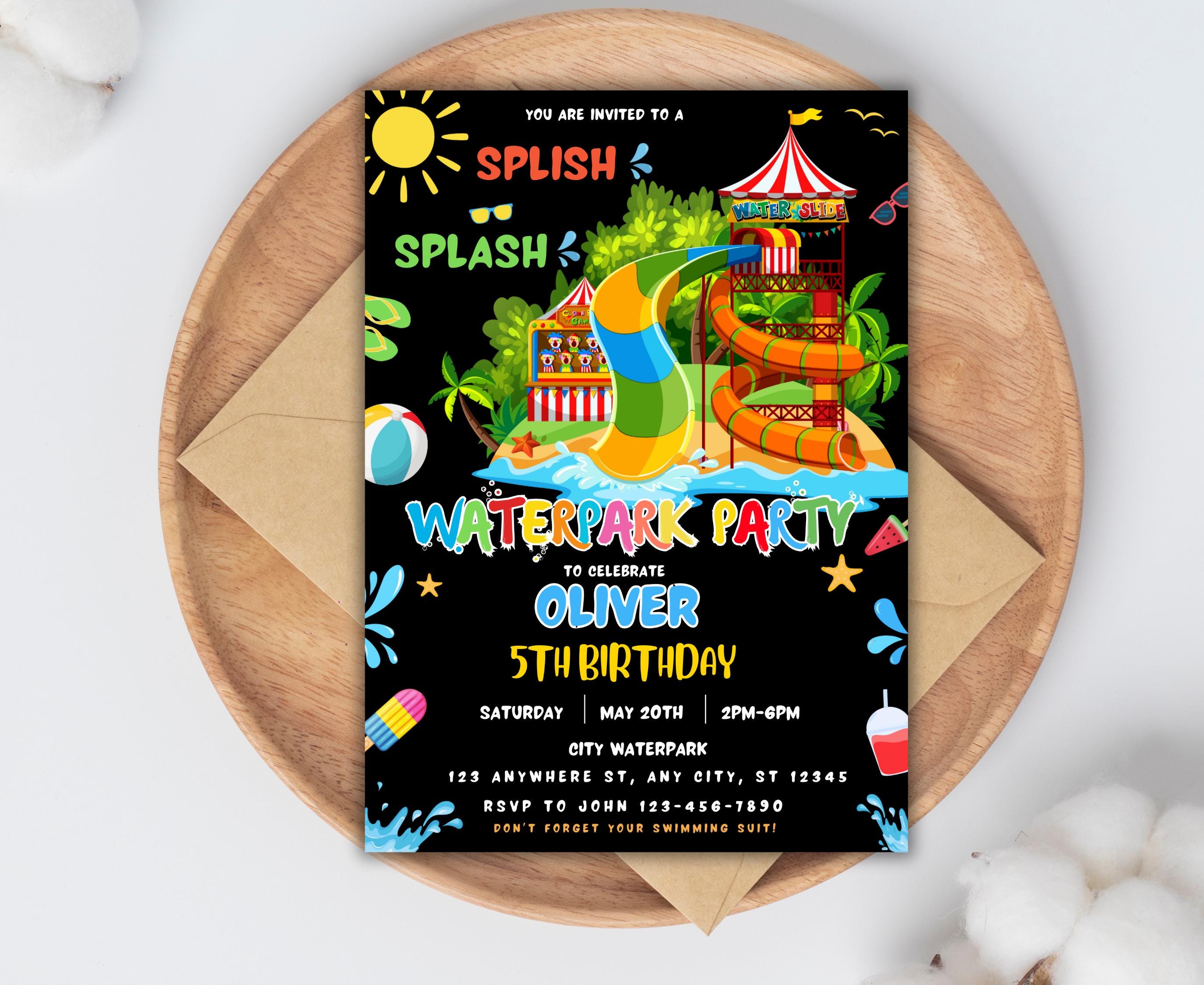 Waterpark Birthday Party Invitation. Digital Water Park Party Invite ...