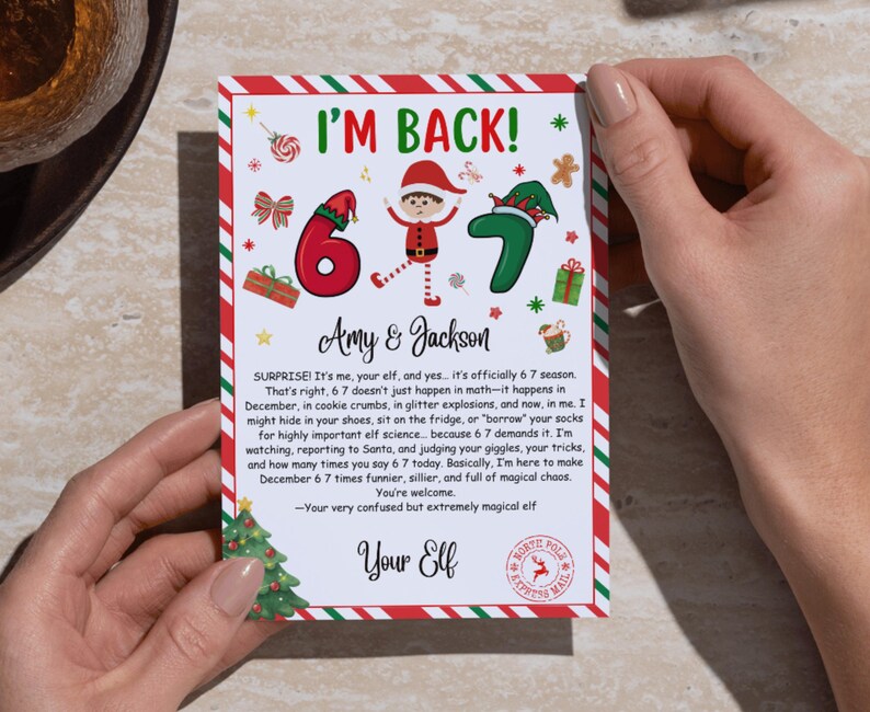 67 Elf Arrival Letter, Elf Arrival 6 7 Letter, Six Seven Trending Meme ...