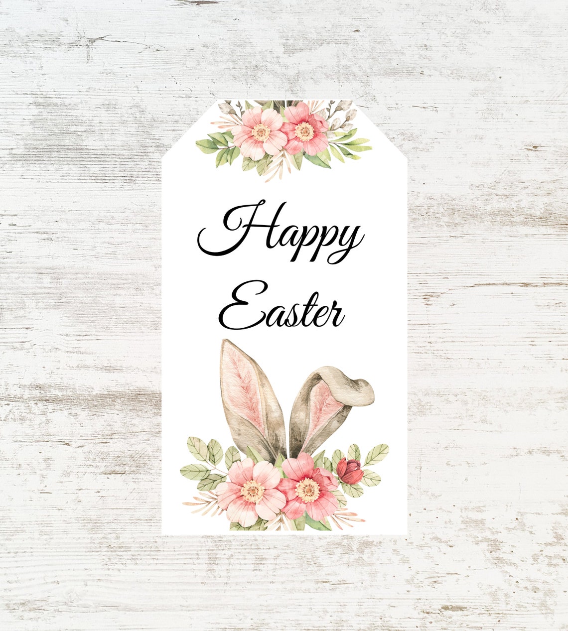Easter Bunny Floral Gift Tag Template Printable Easter Basket - Etsy