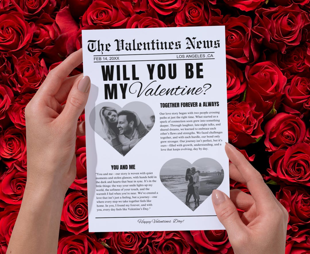 Printable Valentines Newspaper, Will You Be My Valentine Newspaper ...