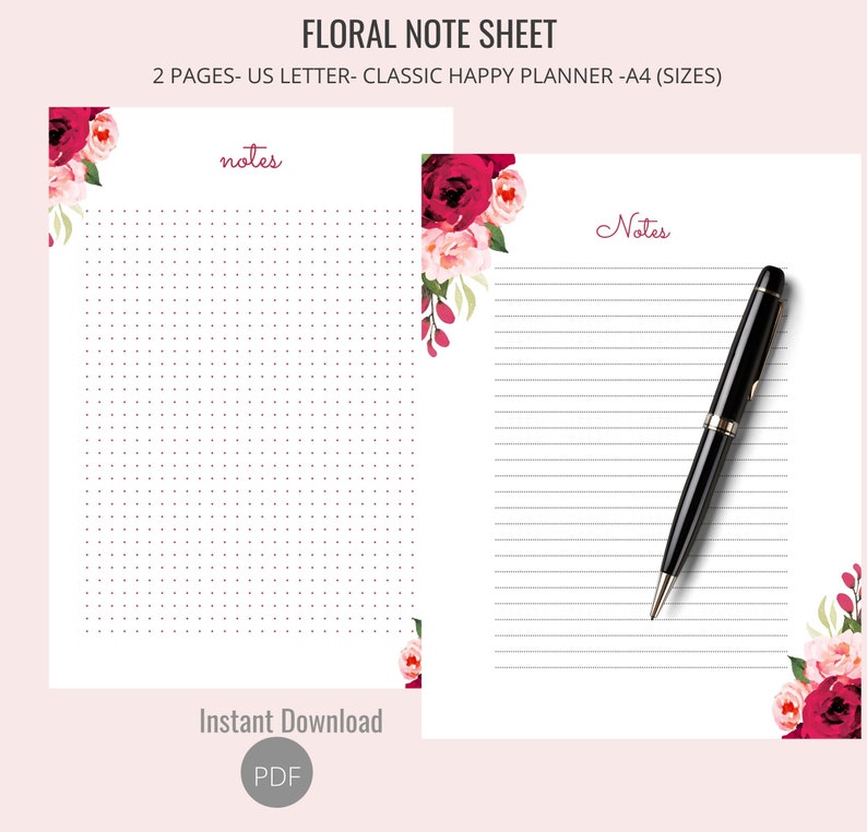 Red Flower Printable Stationary, A4, Letter Writing Paper, Stationery ...