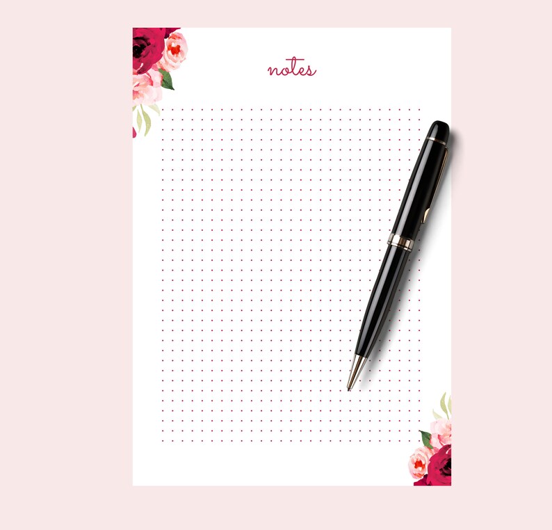 Red Flower Printable Stationary, A4, Letter Writing Paper, Stationery ...