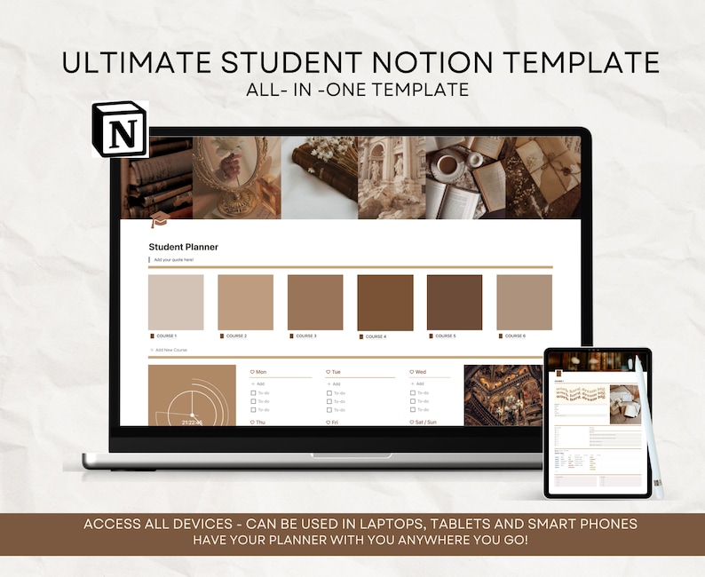 Student Notion Template Planner, Notion Student Template, Digital ...