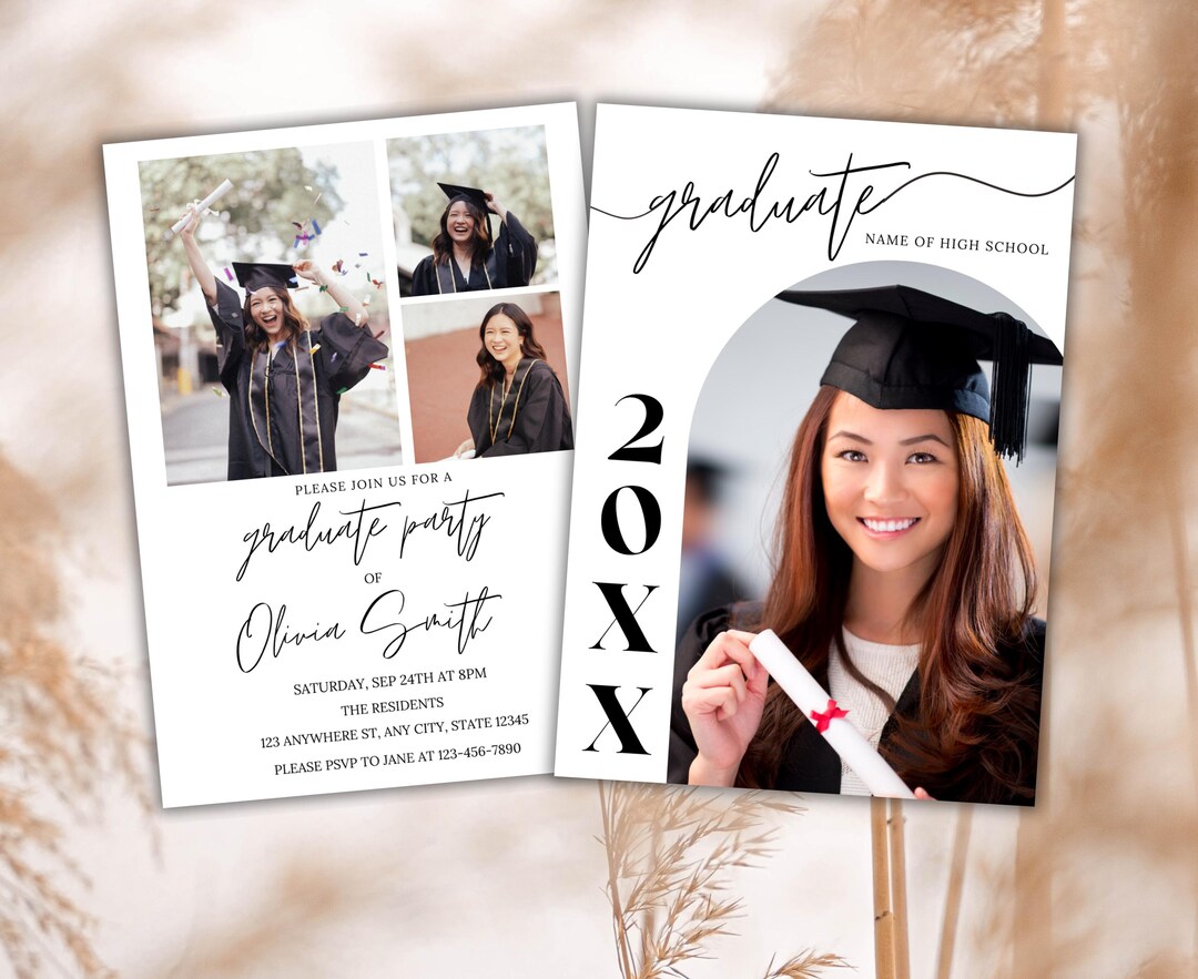 Graduation Party Invitation Template, Minimalist Graduation ...