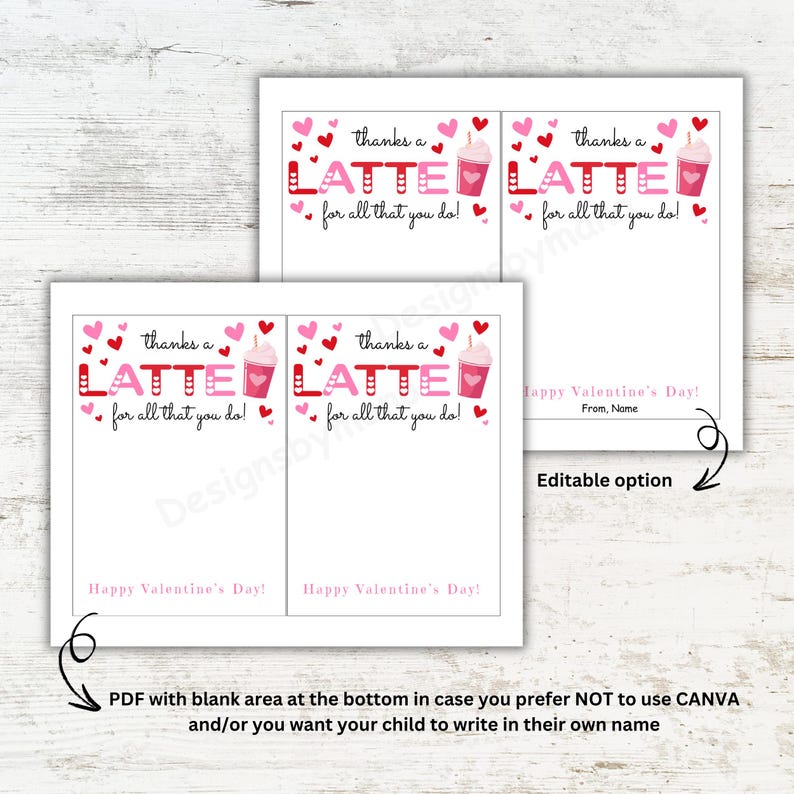 EDITABLE Teacher Valentine Gift Card Holder, Valentine Coffee Card ...