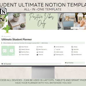 Ultimate Student Notion Template, Notion Student Template, Digital College Planner, Aesthetic ...