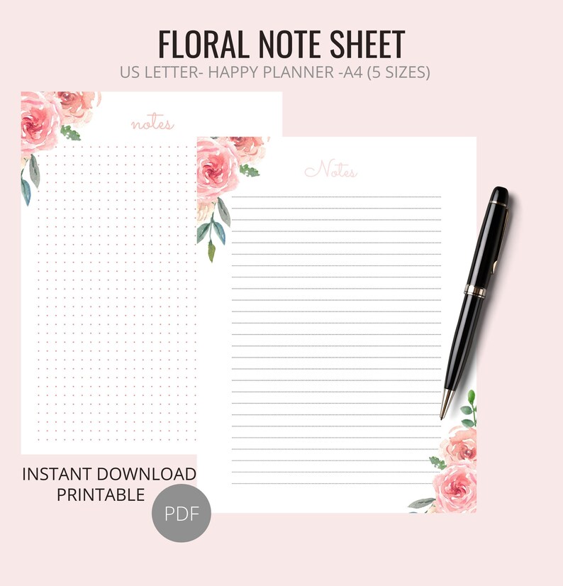 Pink Flower Printable Stationary, A4 and Letter Writing Paper ...