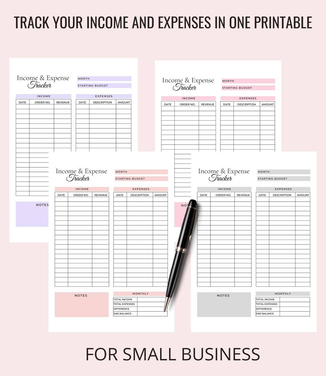 Income and Expense Tracker Printable, Minimal Financial Log, Small ...
