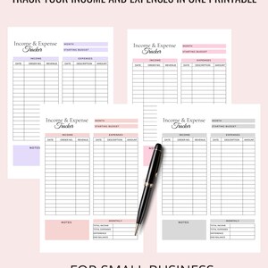 Income and Expense Tracker Printable, Minimal Financial Log, Small ...