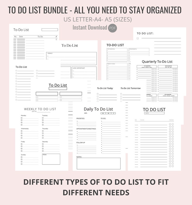 Minimalist to Do Lists, Task Lists, to Do List Pages, Daily to Do List ...