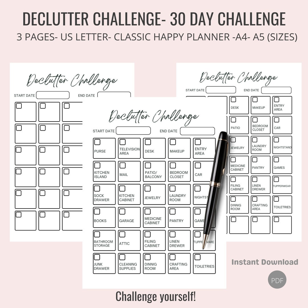 Declutter Tracker Printable - 30 Day Declutter Challenge - Home ...