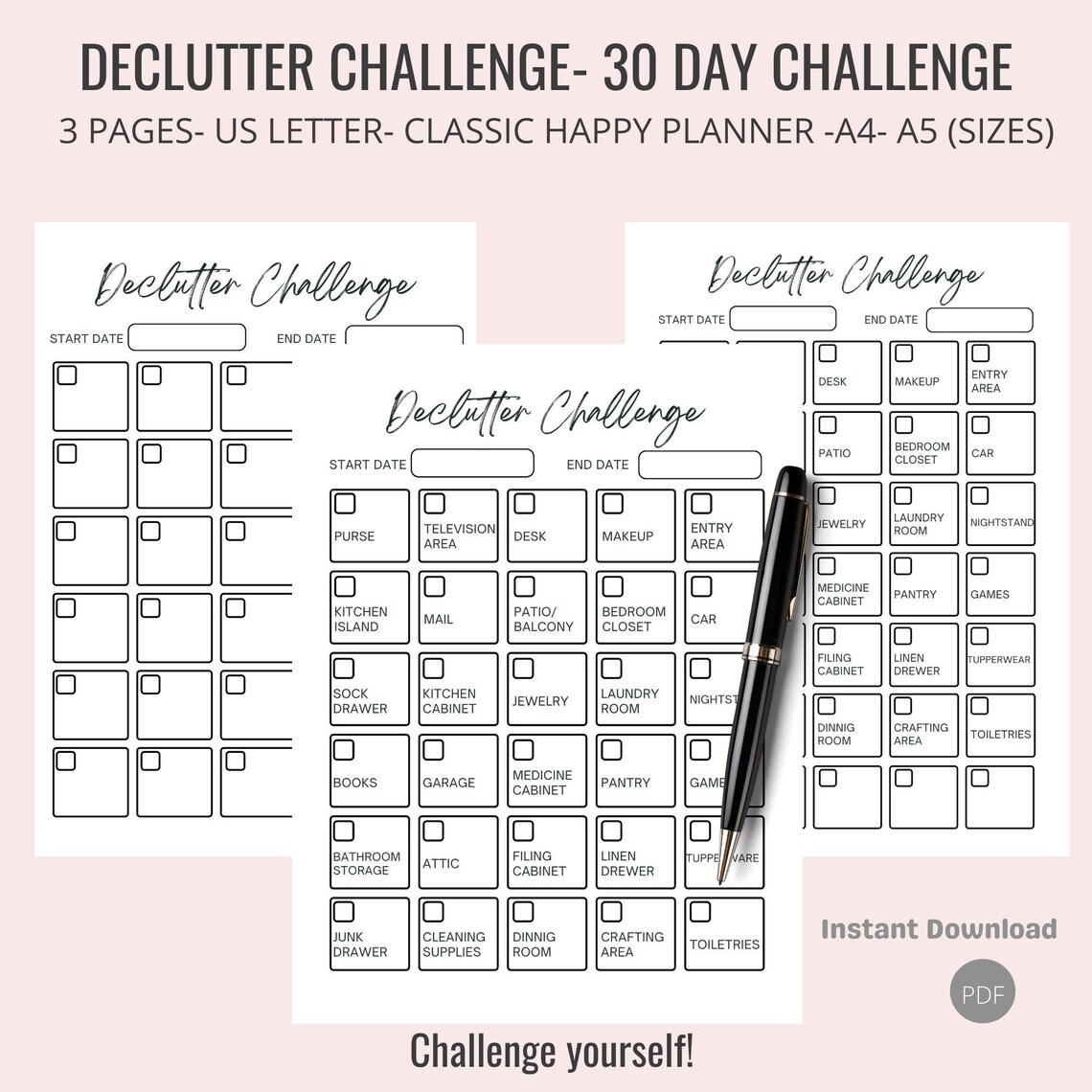 Declutter Tracker Printable - 30 Day Declutter Challenge - Home ...