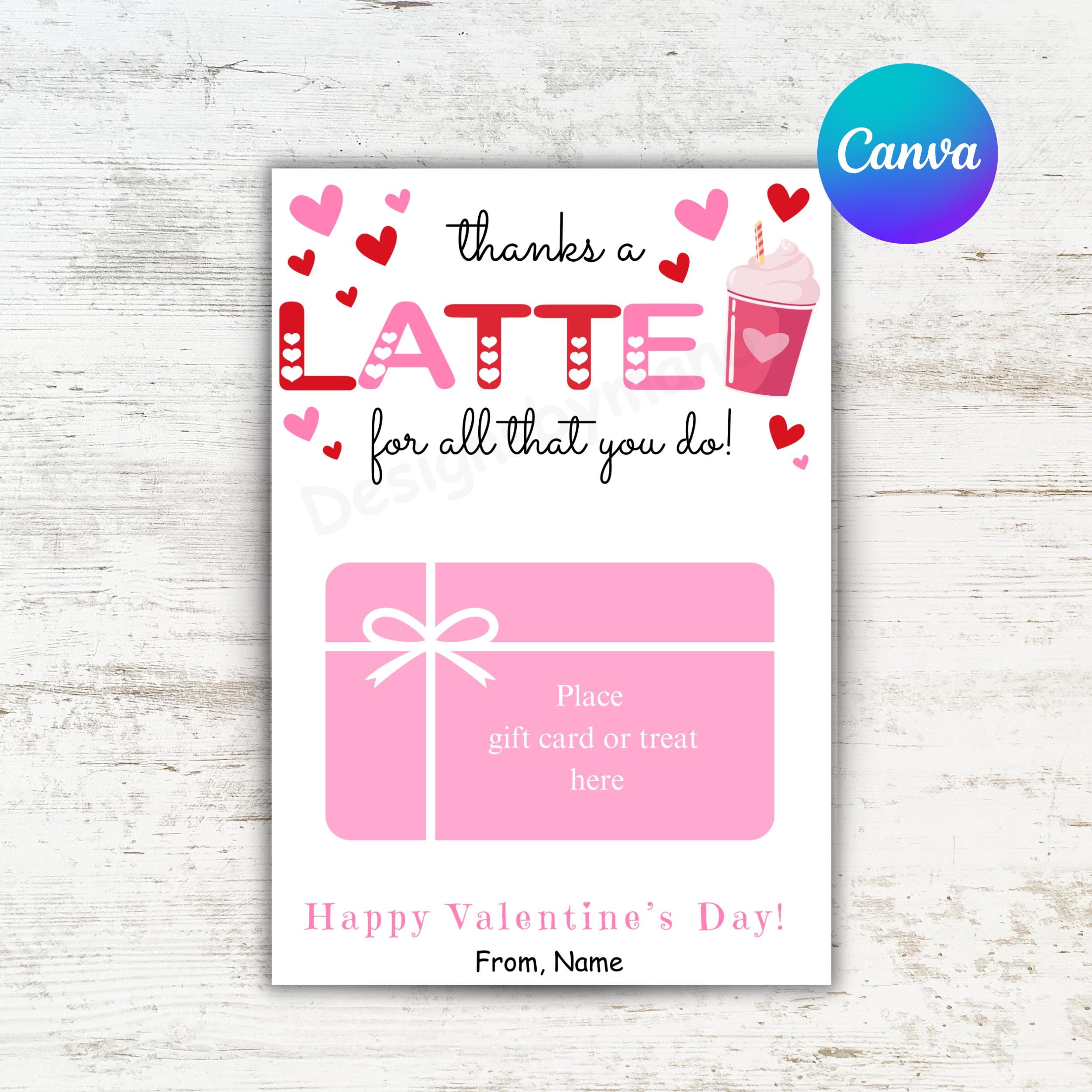 EDITABLE Teacher Valentine Gift Card Holder, Valentine Coffee Card ...