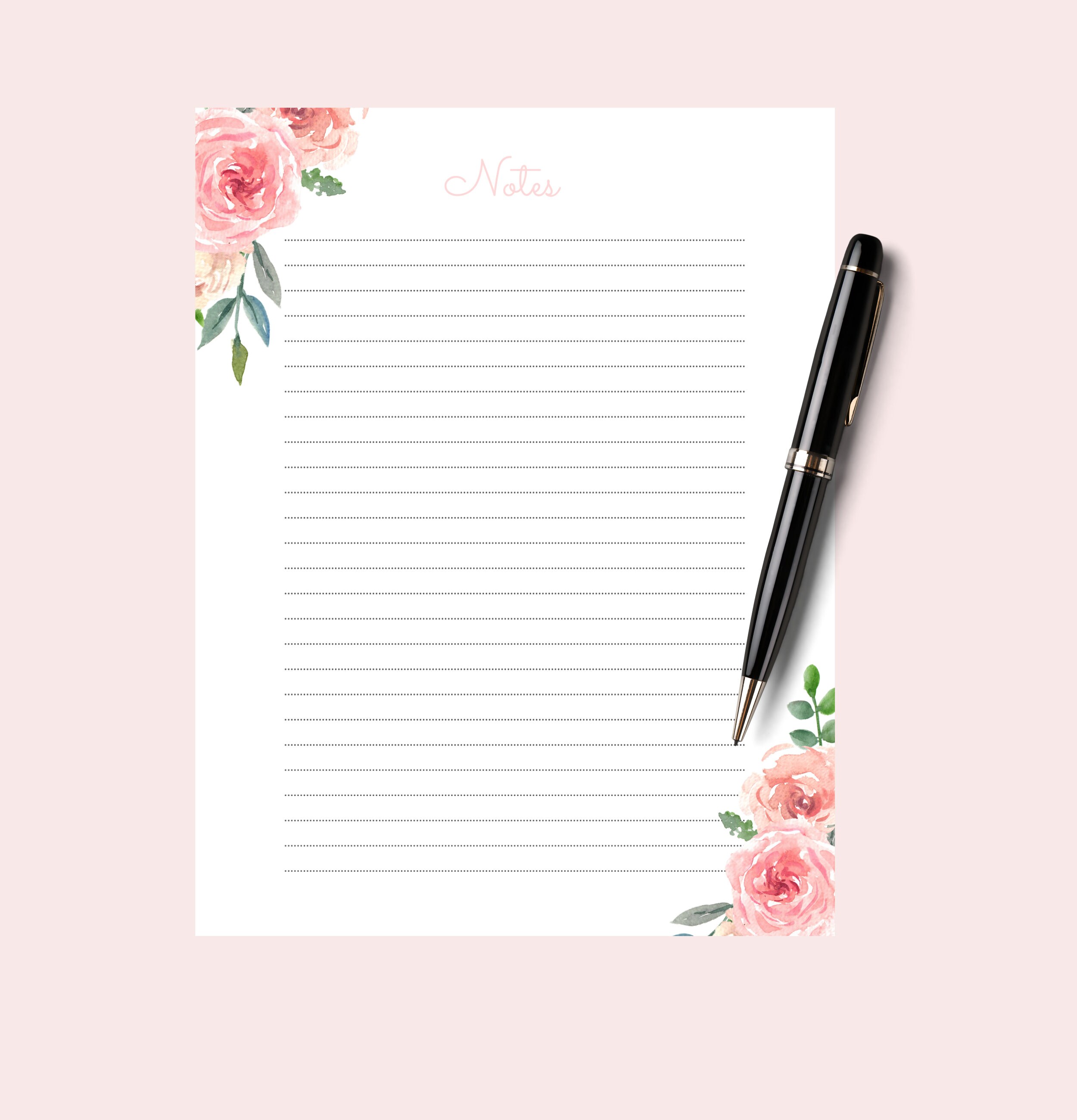Pink Flower Printable Stationary A4 and Letter Writing Paper - Etsy
