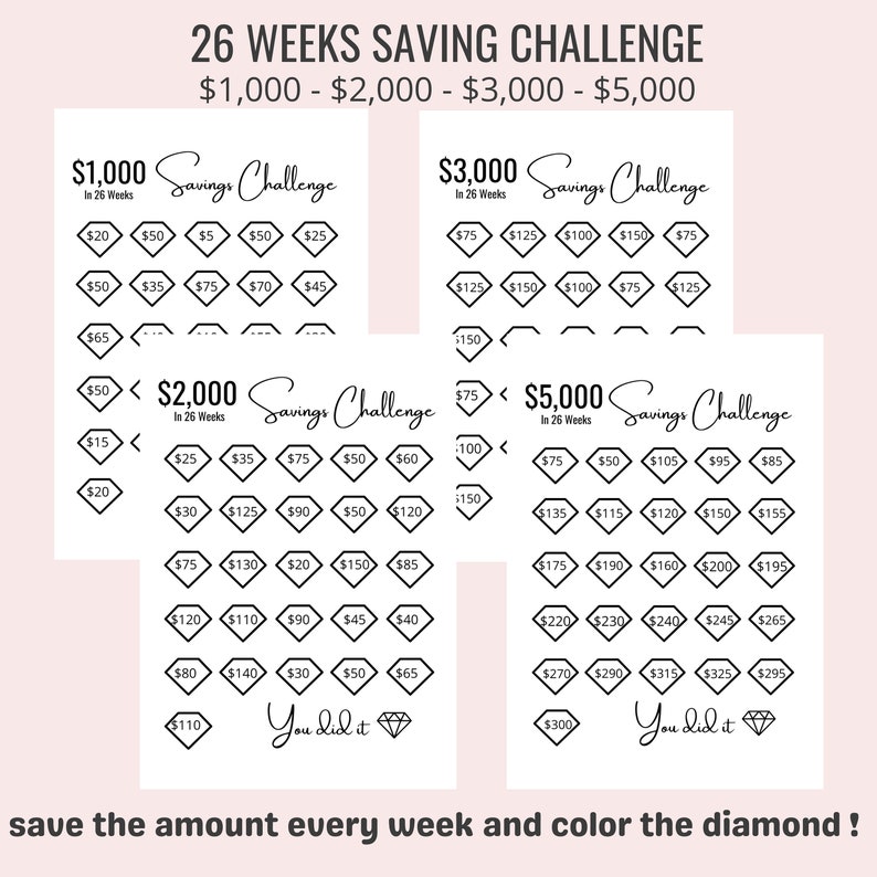 Money Savings Challenge Tracker Bundle (digital Download) - Etsy