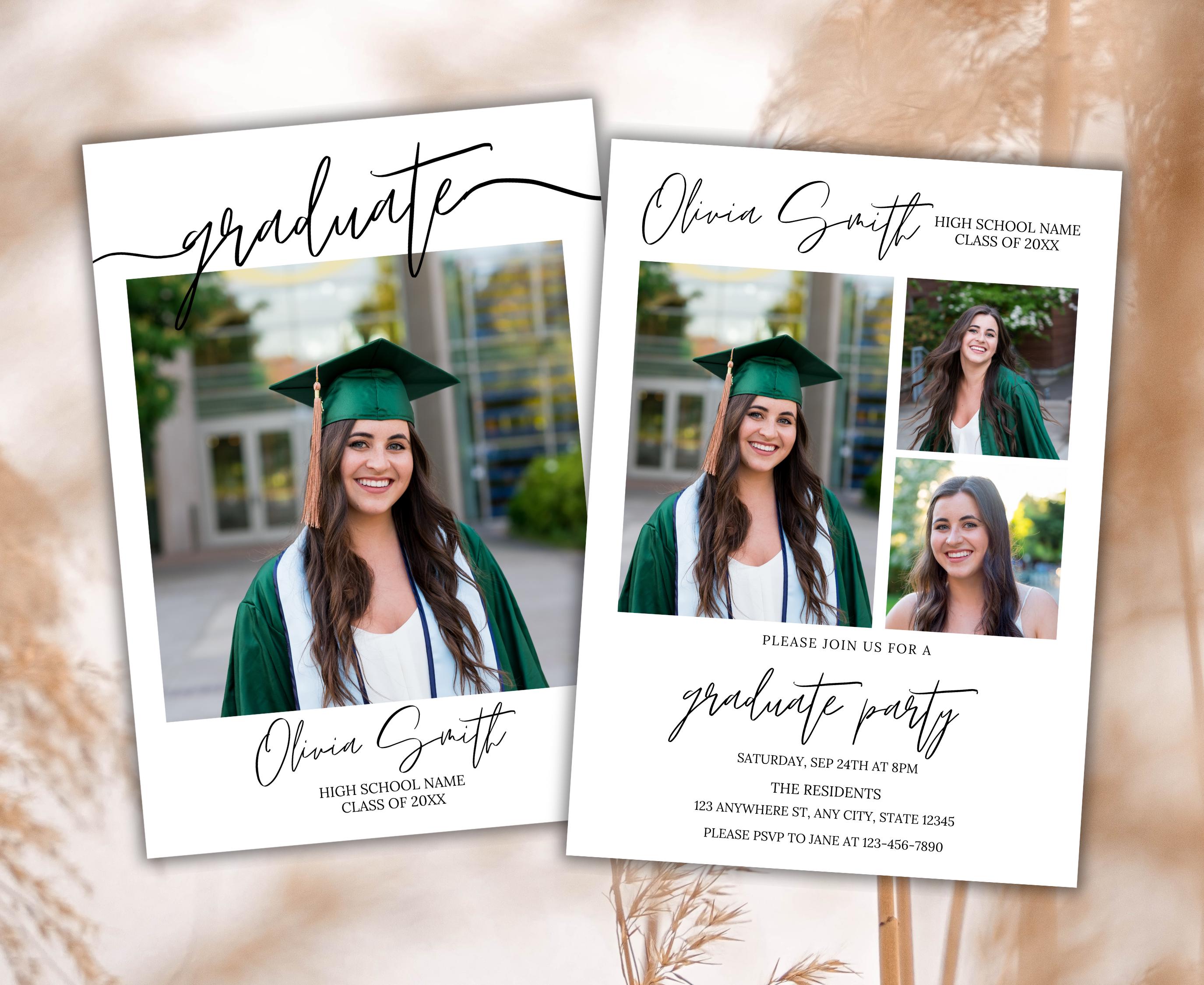 Graduation Party Invitation Template, Minimalist Graduation ...