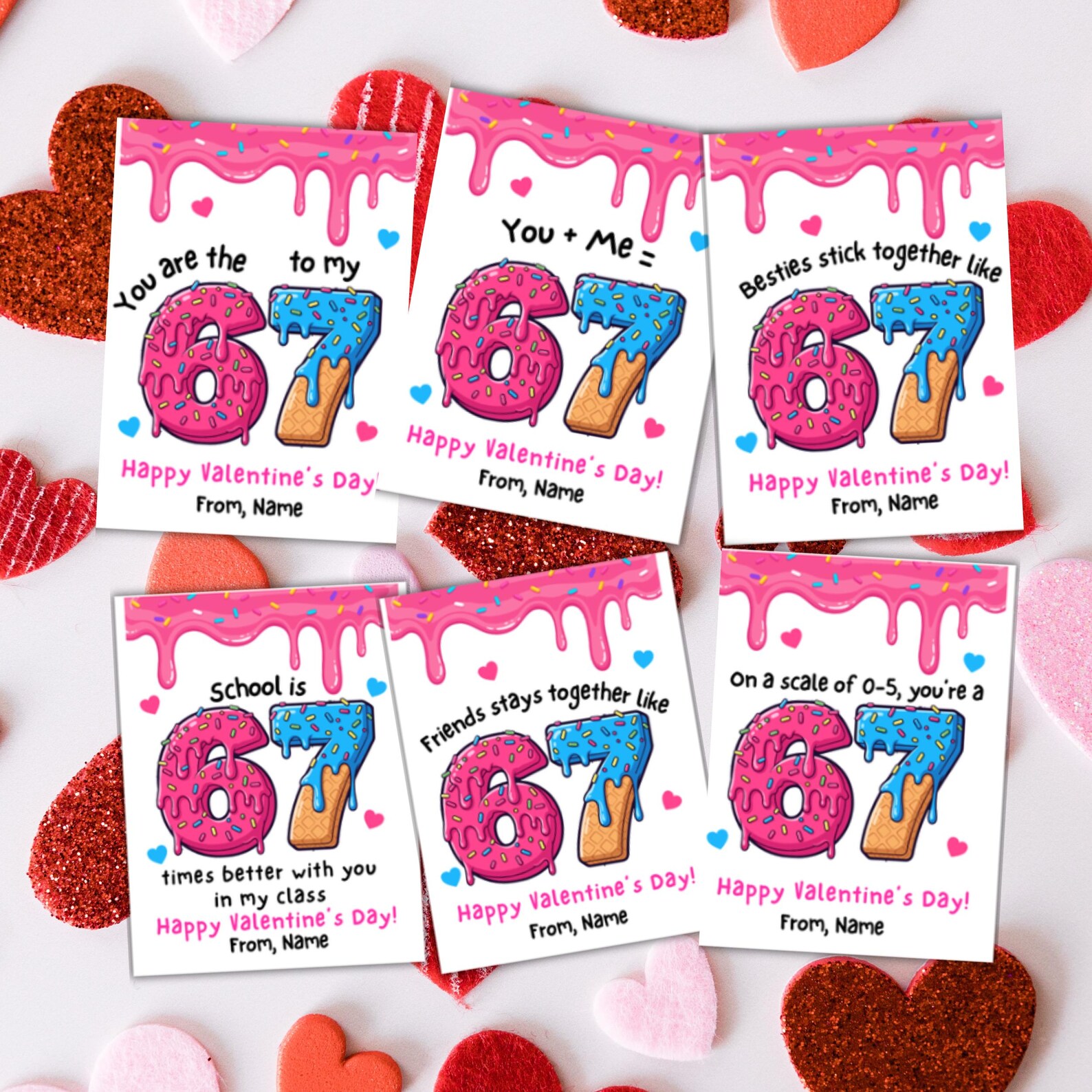 67 Valentine Cards for Kids Tweens, 6 7 Valentine's Day Cards, Slag Six ...