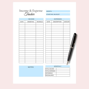 Income and Expense Tracker Printable, Minimal Financial Log, Small ...
