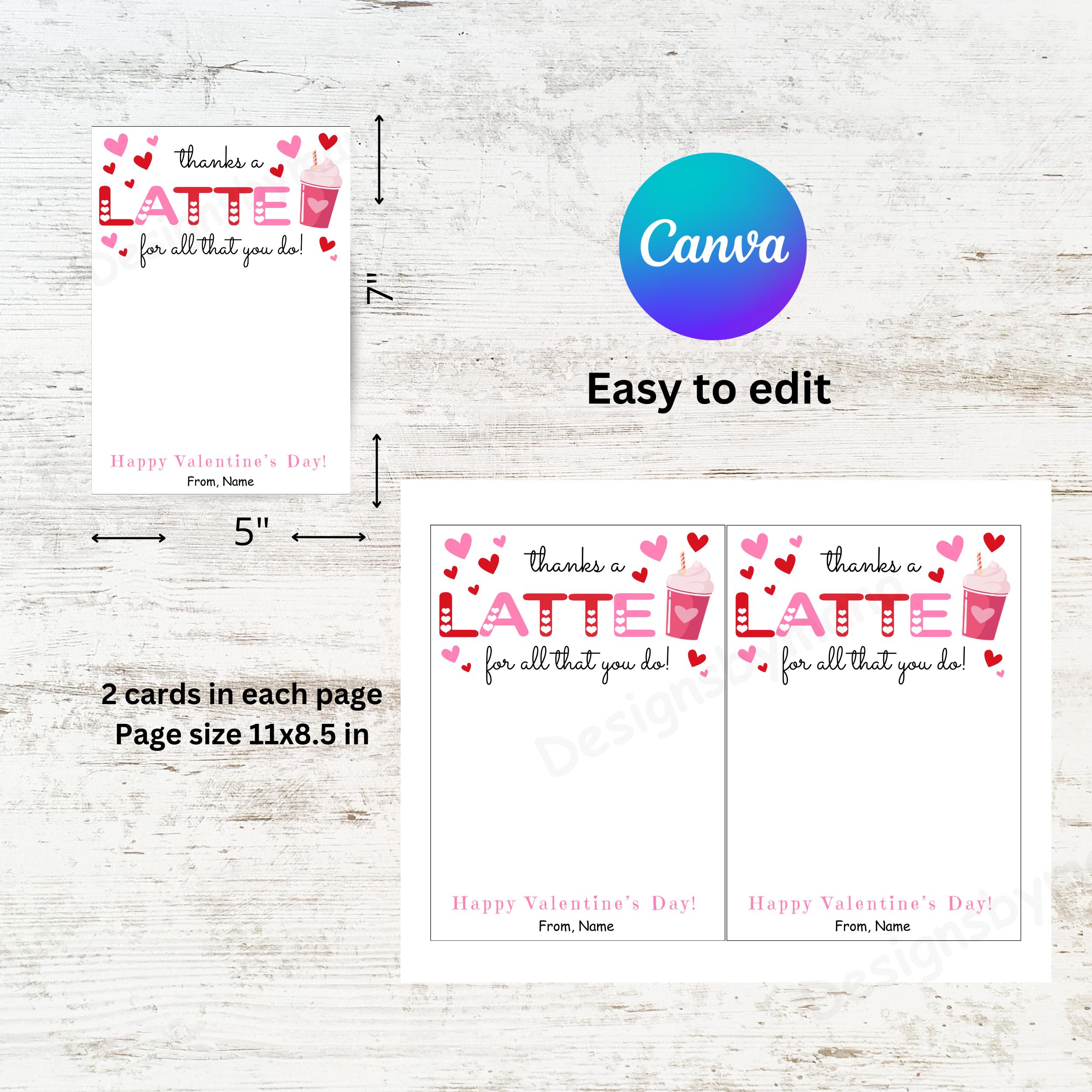 EDITABLE Teacher Valentine Gift Card Holder, Valentine Coffee Card ...