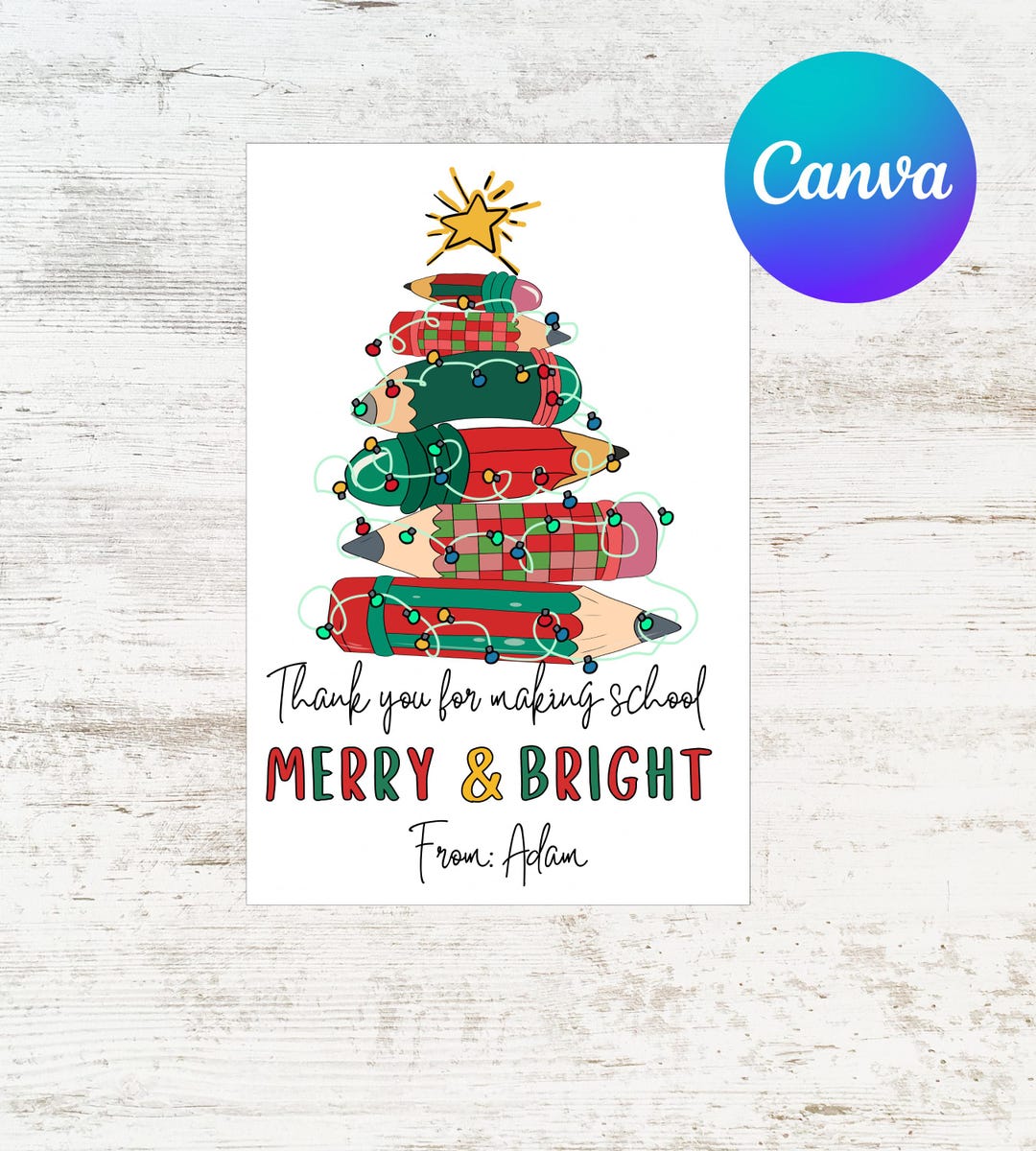 Thank You for Making School Merry and Bright Gift Tag, Teacher ...