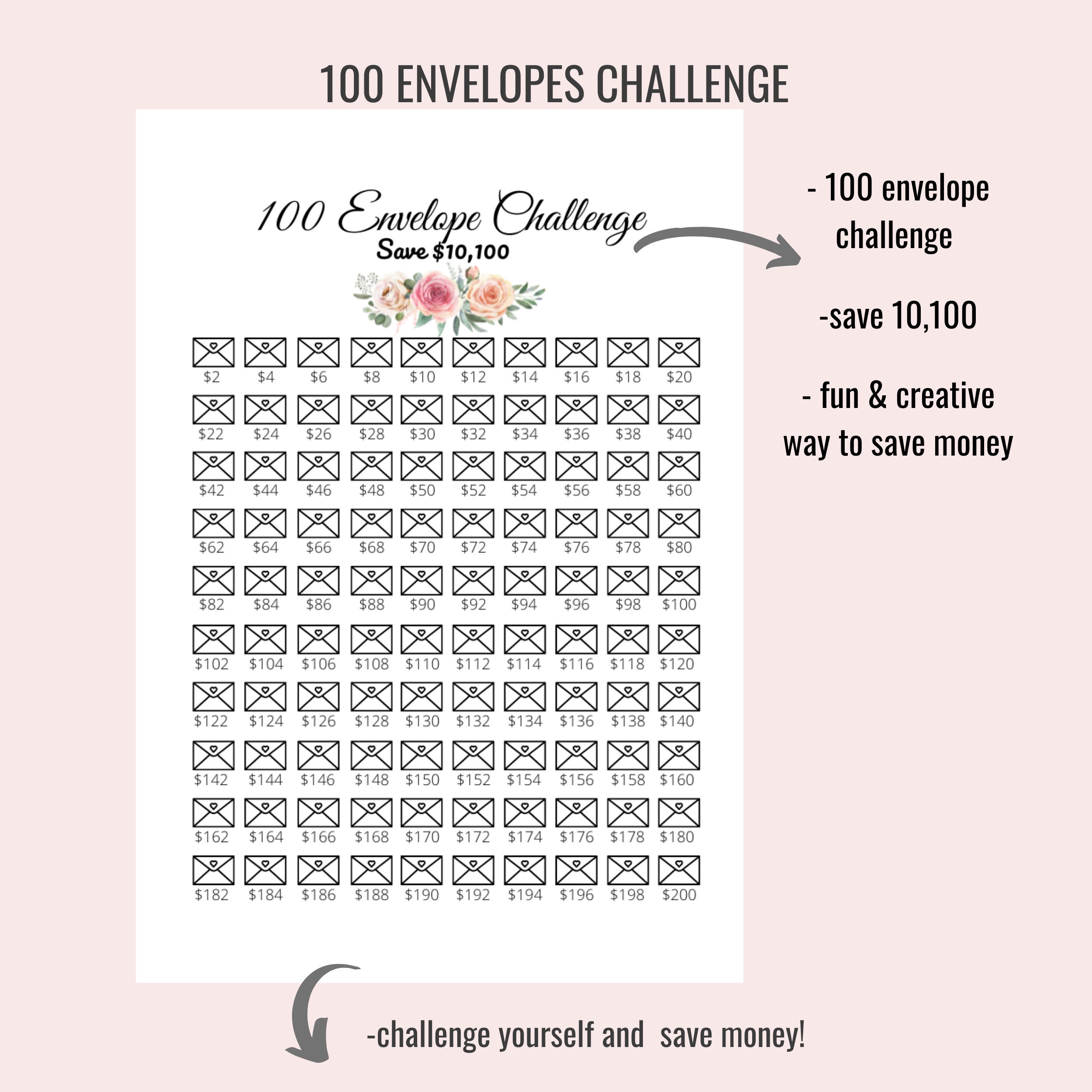 Envelope Challenge Printable, Money Savings Challenge, Digital Download ...