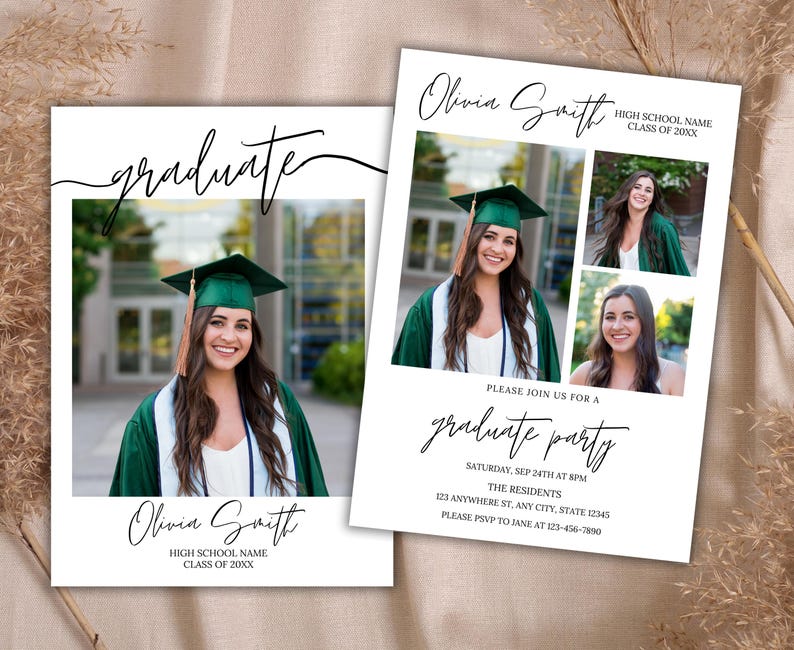 Graduation Party Invitation Template, Minimalist Graduation ...