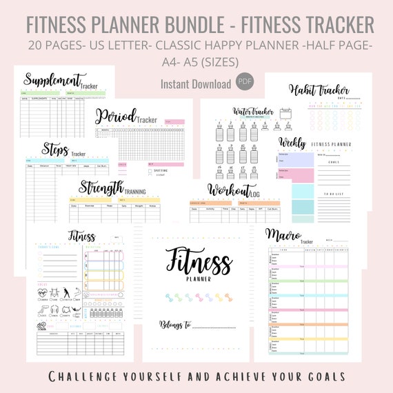 Fitness Planner Bundle Workout Planner Workout Tracker | Etsy