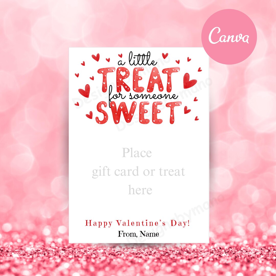Printable Sweet Treat Valentine Gift Card Holder, Editable Valentine's ...