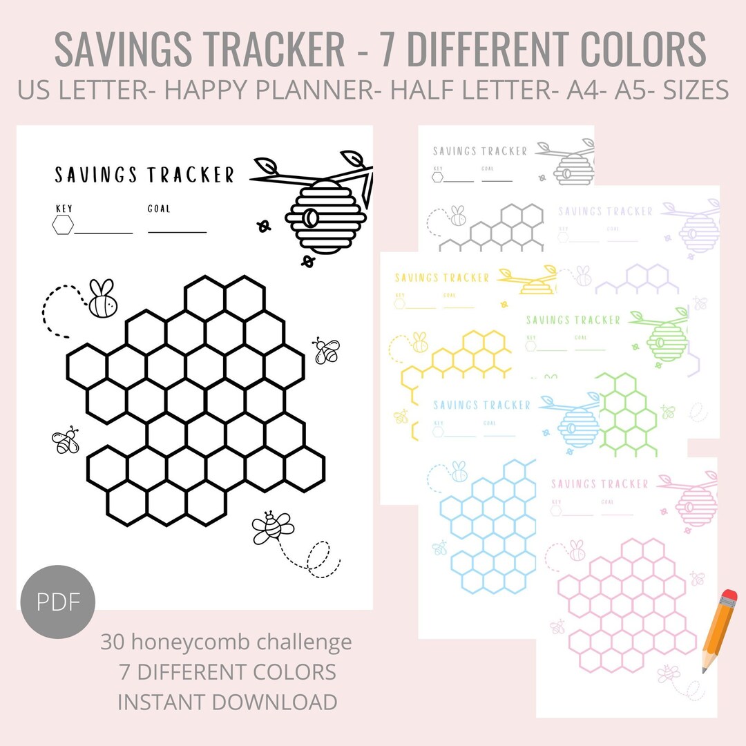 Honeycomb Savings Tracker Printable, Kids Savings Tracker, Mini Saving ...