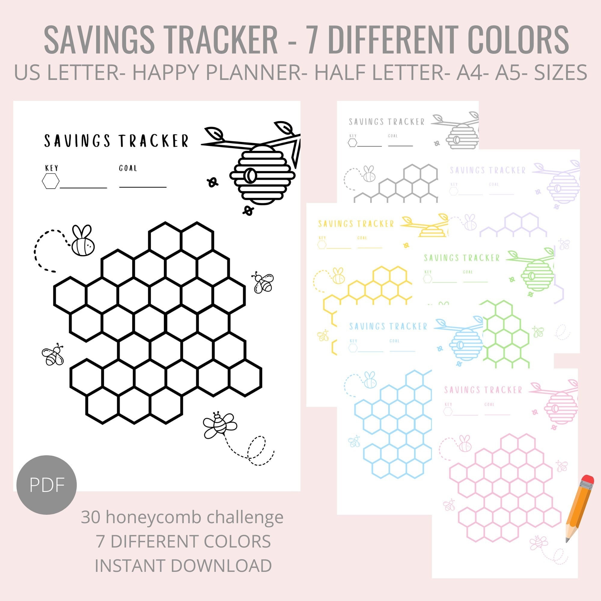 Honeycomb Savings Tracker Printable, Kids Savings Tracker, Mini Saving ...
