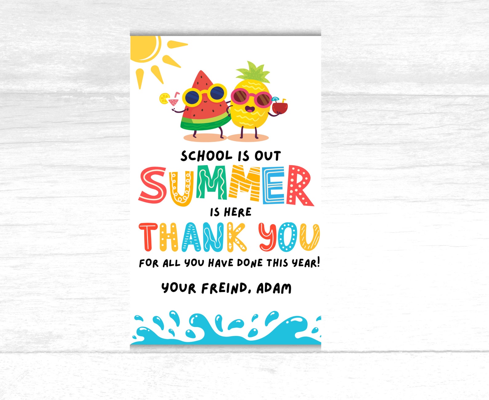 Summer Teacher Appreciation Gift Tag Template, Editable Sunshine Thank ...