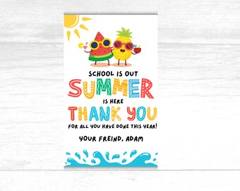 Summer Teacher Appreciation Gift Tag Template, Editable Sunshine Thank ...