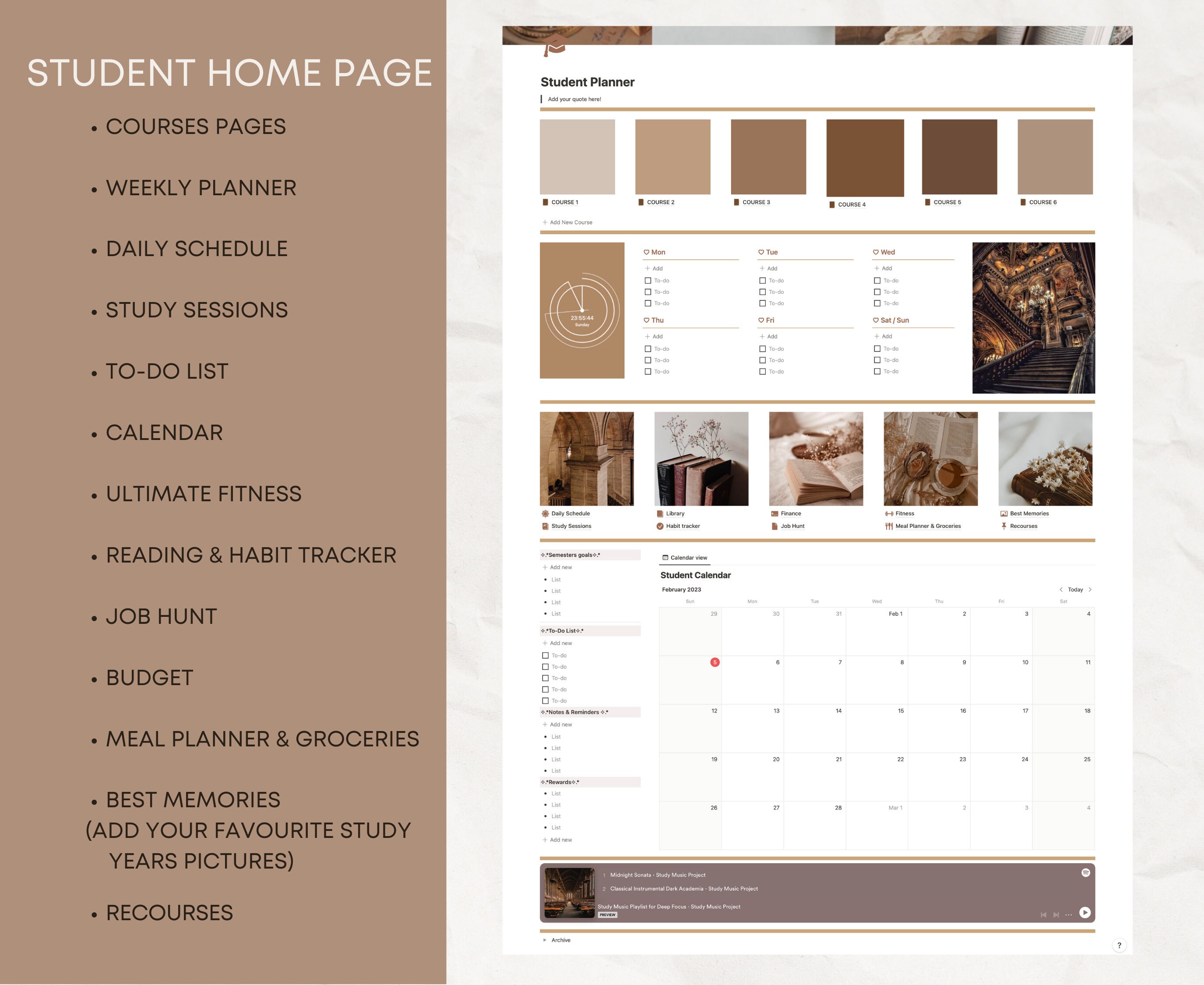 Student Notion Template Planner, Notion Student Template, Digital ...