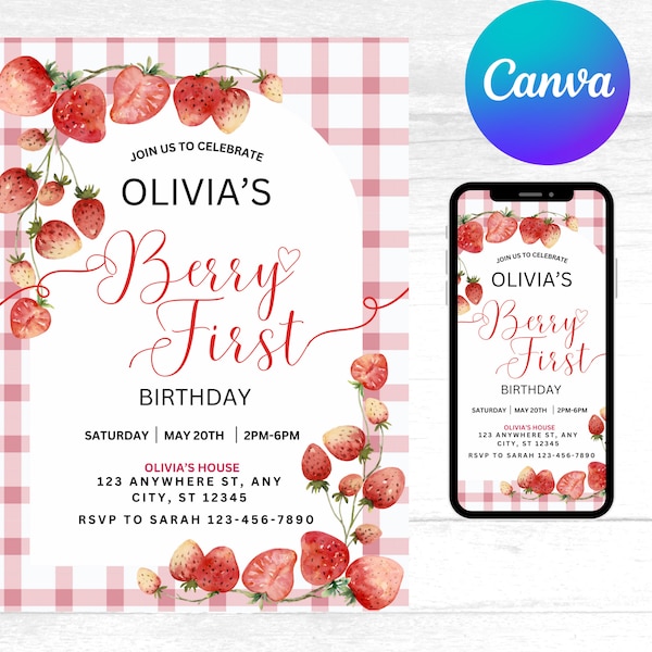 Berry First Birthday Invitation - Etsy