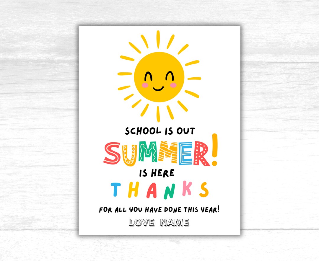 Summer Teacher Appreciation Gift Tag Template, Editable Sunshine Thank ...