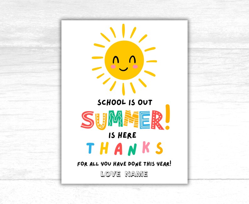 Summer Teacher Appreciation Gift Tag Template, Editable Sunshine Thank ...