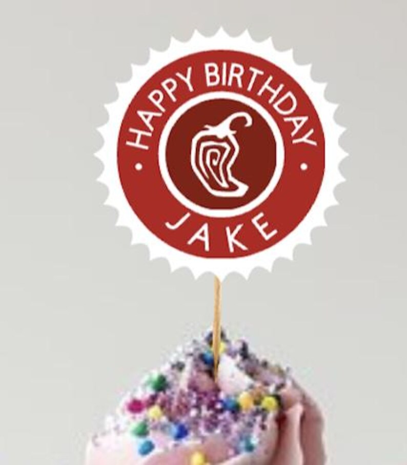 Taqueria Cupcake Toppers: Chipotle, Taco, Guacamole Birthday Party ...