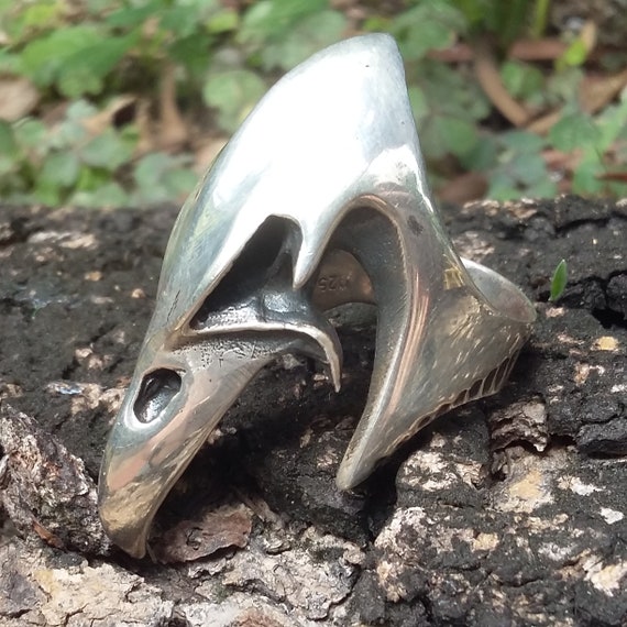 Vintage 925 Sterling Silver Gothic CROW RAVEN SKULL R… - Gem