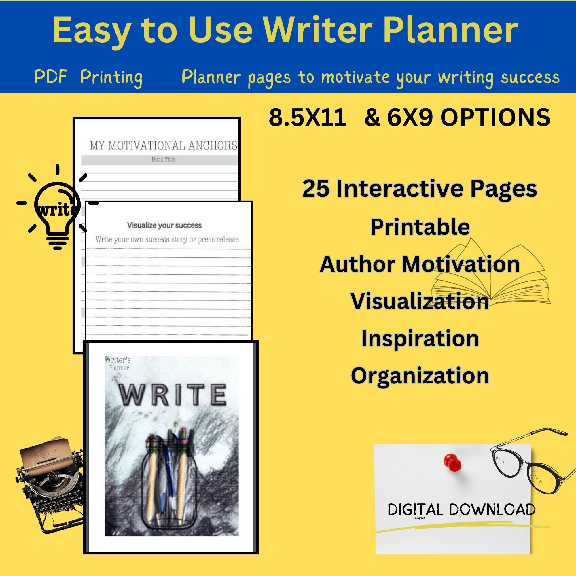 Writing Planner Author Printable Writing A Book Novel Plan Author ...