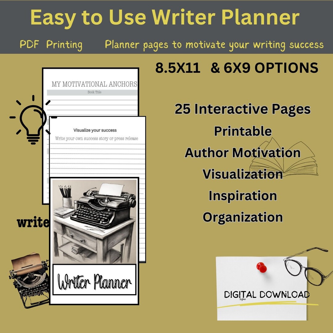 Writing Planner Printable Pdf Writing A Book writers Planner Printable ...