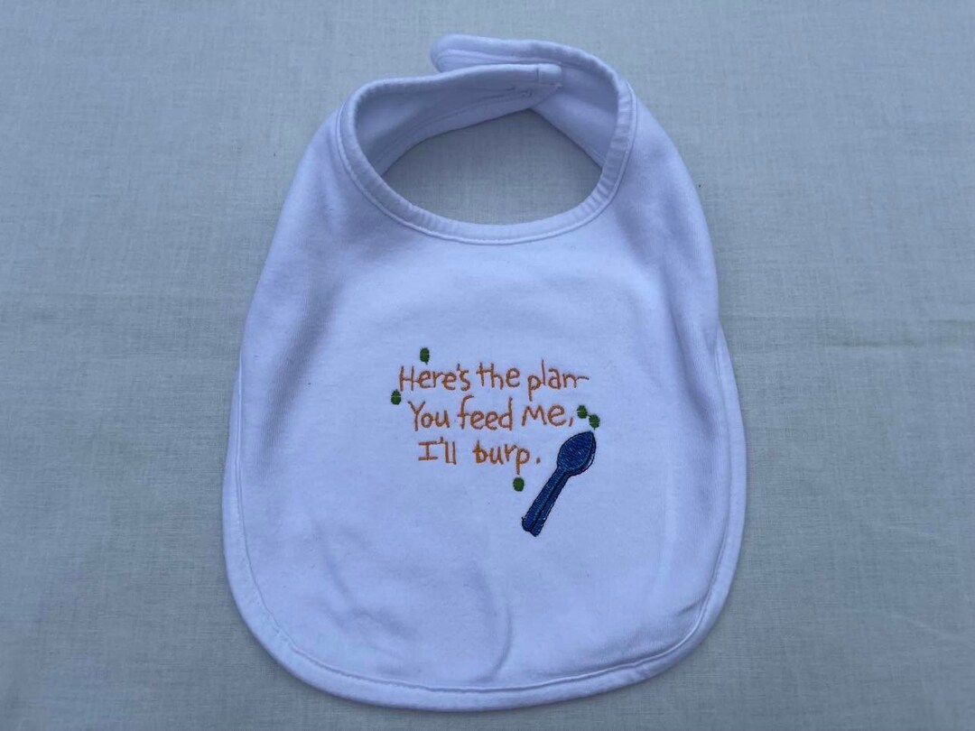 Funny, Cute Embroidered Baby Bib|cotton|feed Me Then Burp|baby Shower ...