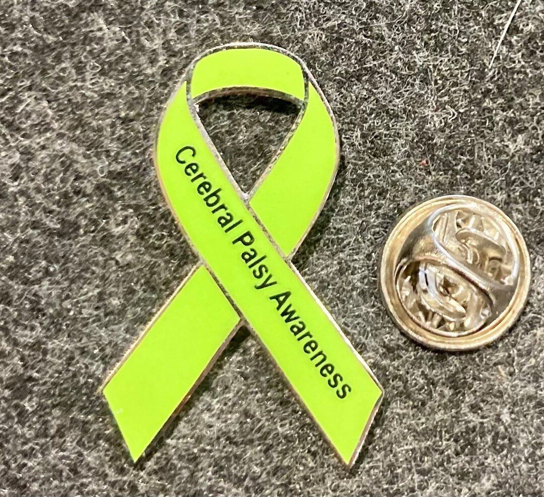 Cerebral Palsy Awareness Green Ribbon Enamel Badge / Brooch. - Etsy