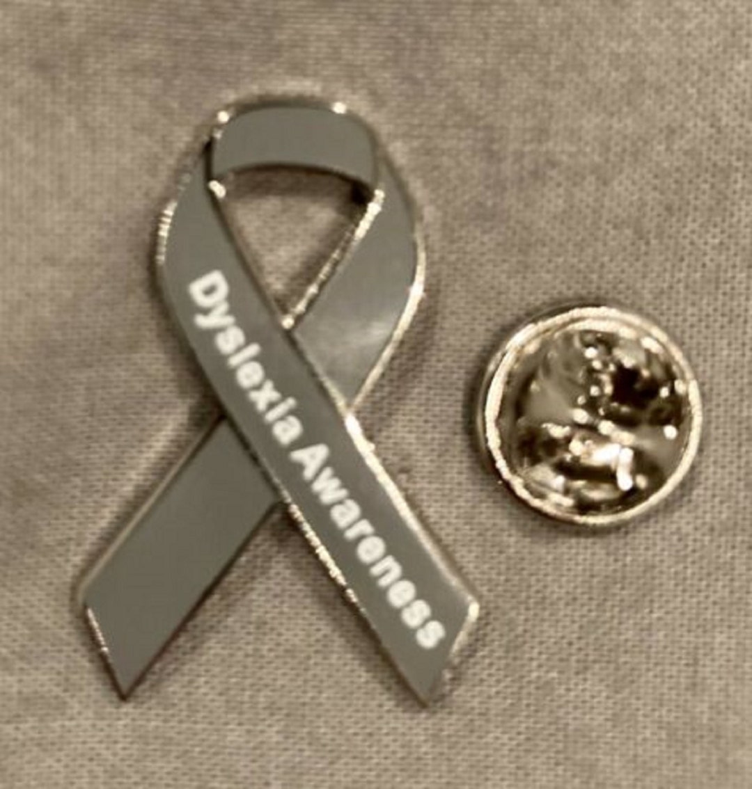 Dyslexia Awareness Ribbon Grey Enamel Pin Badge / Brooch - Etsy