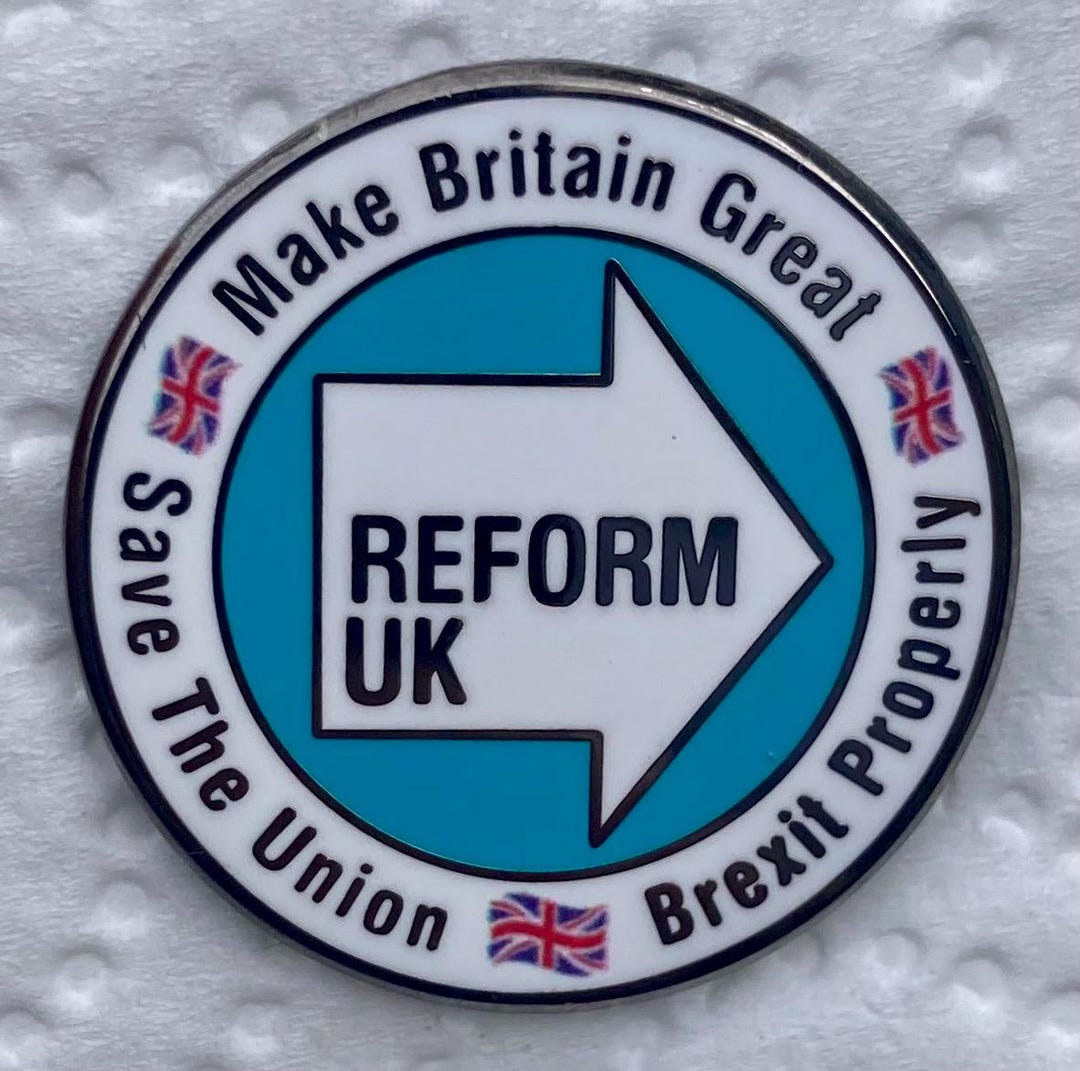 Reform Uk Enamel Lapel Pin Badge / Brooch. Great Britain, Nigel Farage ...