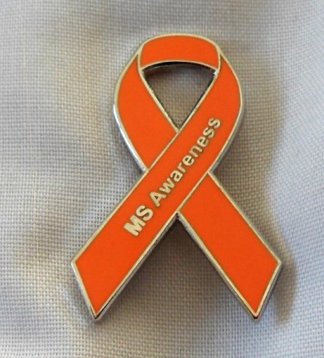 Multiple Sclerosis MS Awareness Ribbon Enamel Orange Pin Badge / Brooch ...