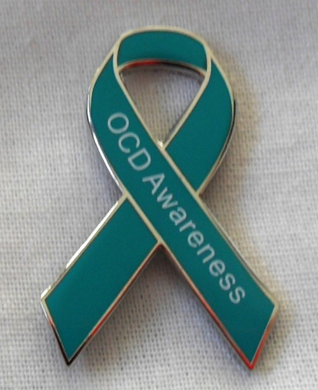 Obsessive Compulsive Disorder OCD Awareness Teal Ribbon Enamel Badge ...