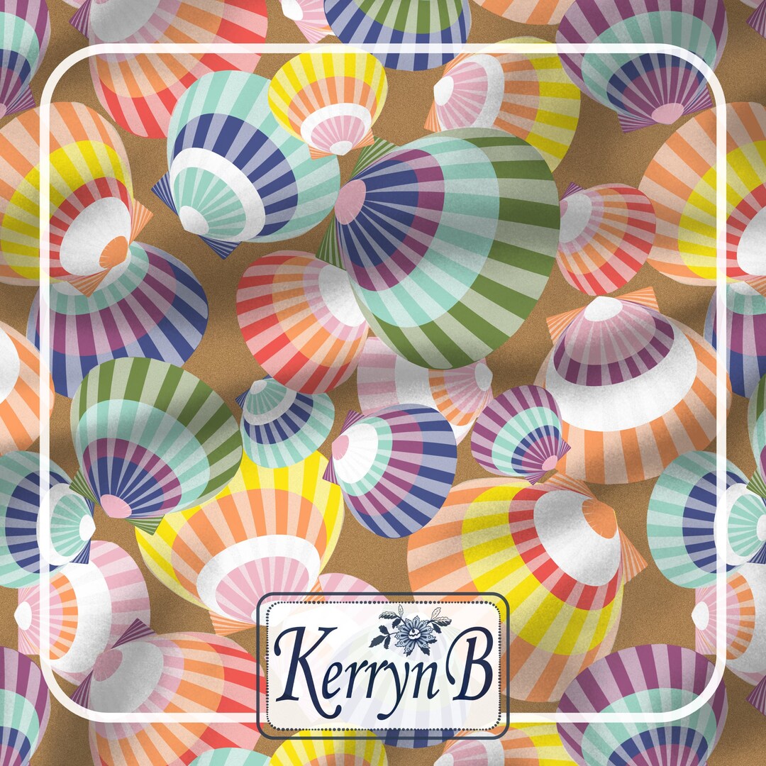 Shells, Sandy Shells 100% Cotton Fabric Fat Quarter Print by Kerrynb ...