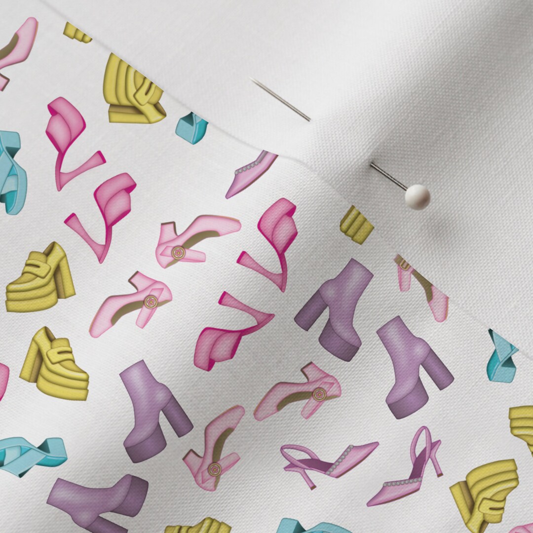 Shoes Fabric on a Choice of Background Colours, 100% Cotton Fabric Fat ...