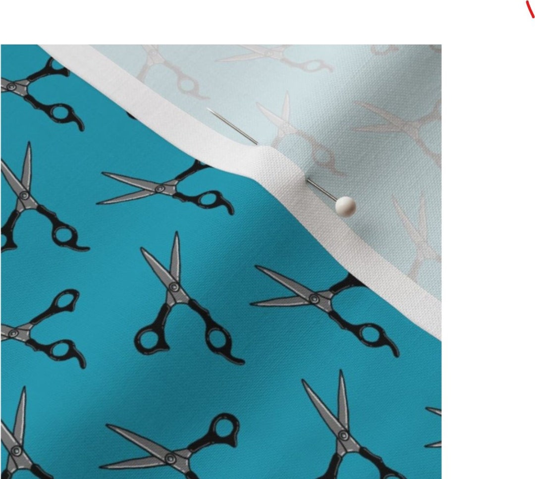 Scissors Fabric Blue 100% Cotton Fabric Fat Quarter Small Scale Print ...
