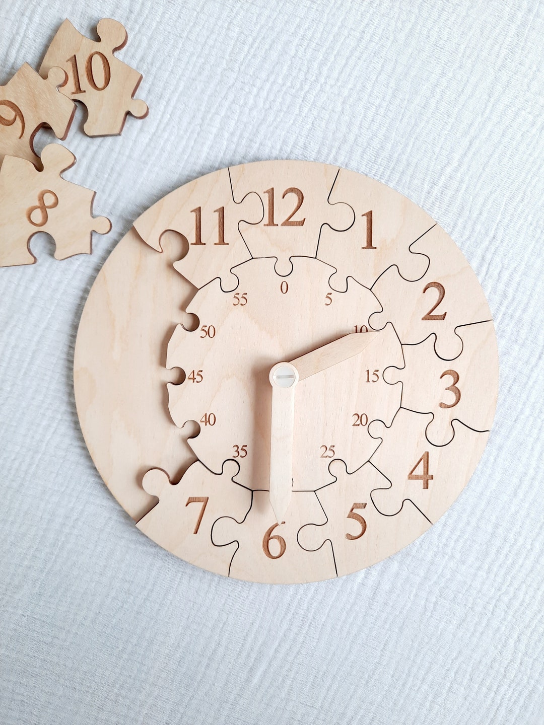 Learning Clock for Puzzling / Montessori / Children's Gift / Wood ...